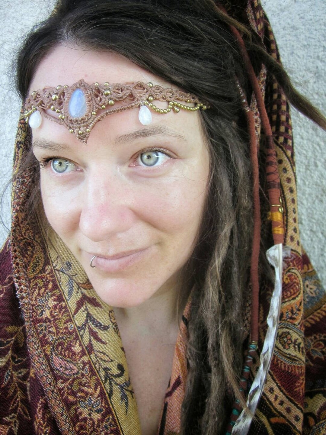 Moonstone Macrame Tiara, Tribal Gypsy Crown, White Bridal Headpiece - Etsy