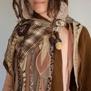Brown Tattered Woodland Shoulder Cape, Postapocalyptic Distressed Cape ...