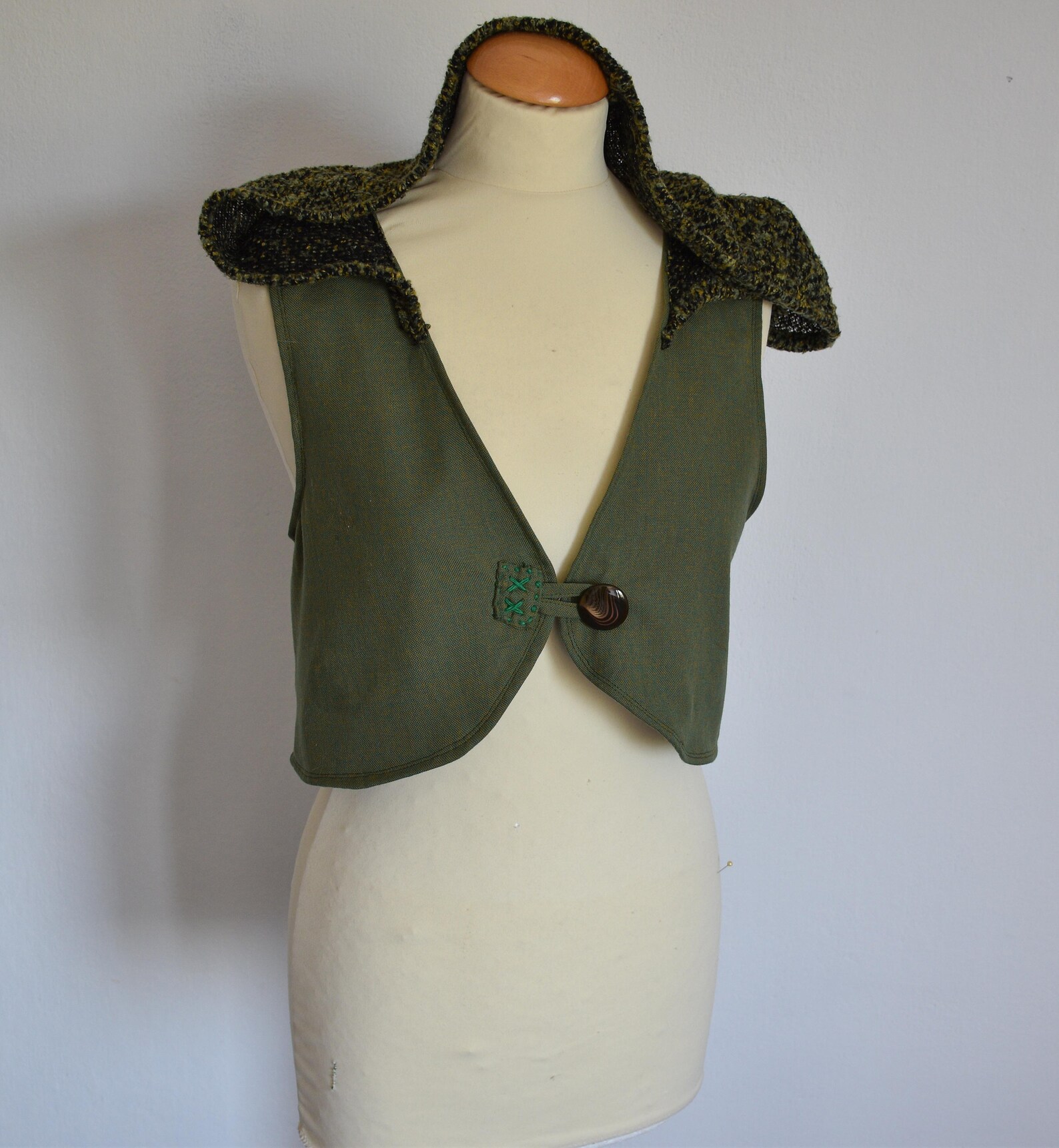 Green Elven Vest Hooded Pixie Vest Forest Fairy Costume | Etsy