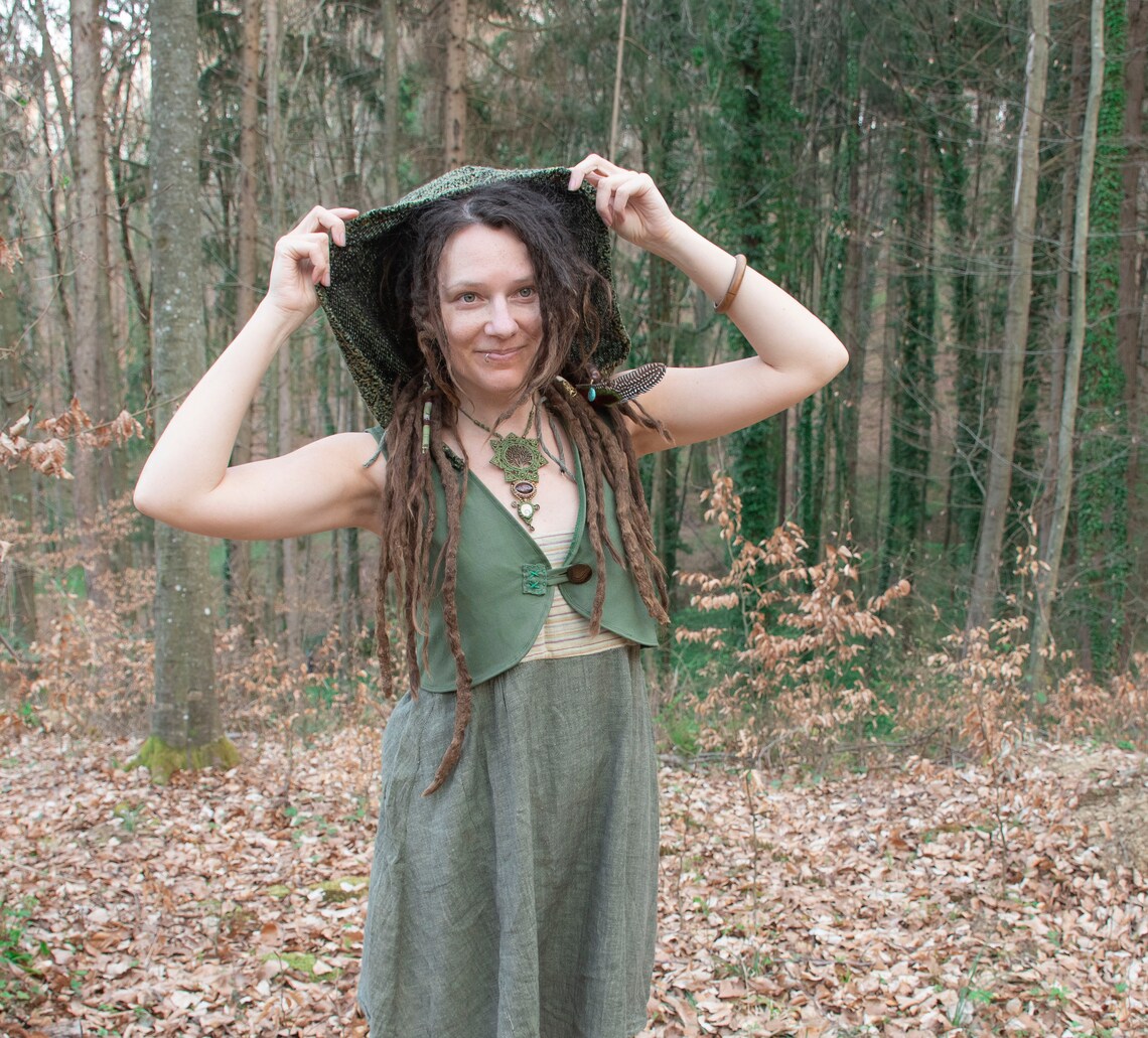 Green Elven Vest Hooded Pixie Vest Forest Fairy Costume | Etsy