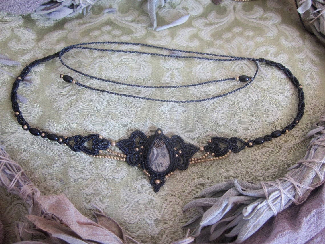 Black Macrame Gypsy Crown Tribal Tiara Goth Head Piece - Etsy