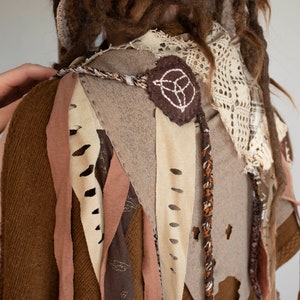 Brown Tattered Woodland Shoulder Cape, Postapocalyptic Distressed Cape ...