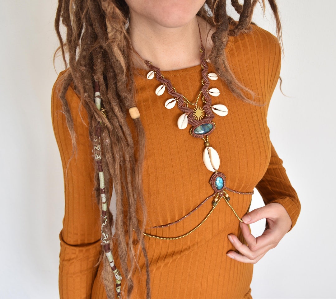 Labradorite Body Chain, Goa Macrame Waist Belt, Tribal Belly Jewelry - Etsy