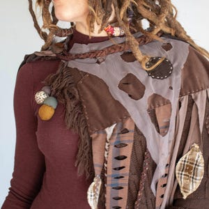 Brown Tattered Woodland Shoulder Cape, Postapocalyptic Distressed Cape ...