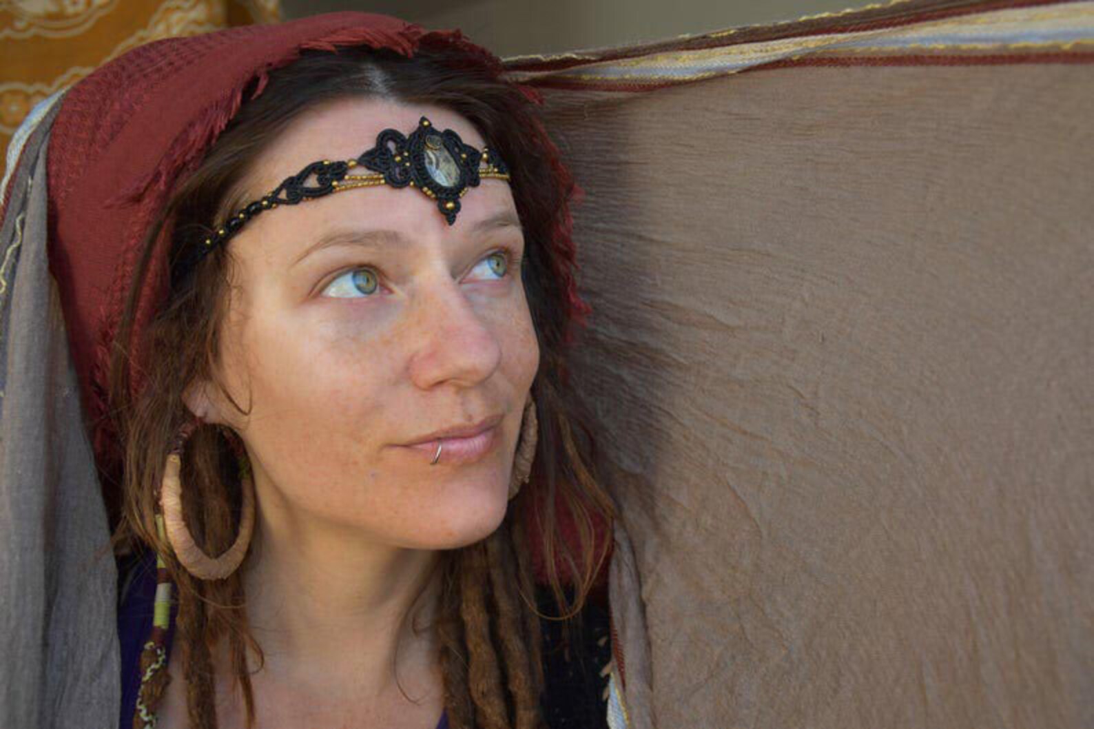 Black macrame gypsy crown tribal tiara goth head piece | Etsy