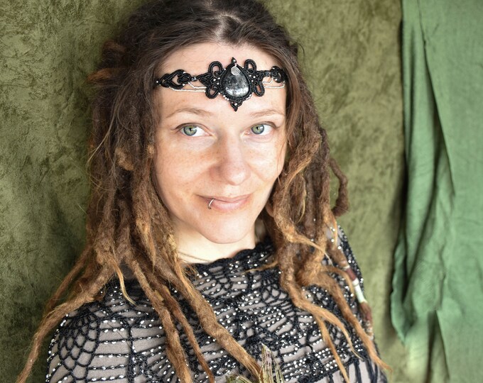 Black Macrame Gypsy Crown, Tribal Tiara, Goth Head Piece - Etsy