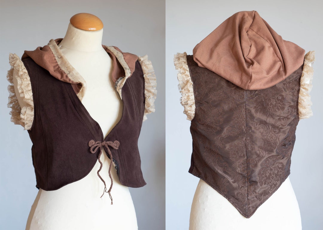Brown Hooded Vest, Ren Fair Costume, Women Festival Vest - Etsy