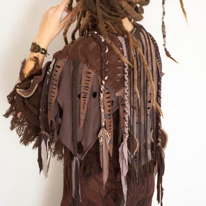 Brown Tattered Woodland Shoulder Cape, Postapocalyptic Distressed Cape ...