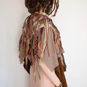 Brown Tattered Woodland Shoulder Cape, Postapocalyptic Distressed Cape ...