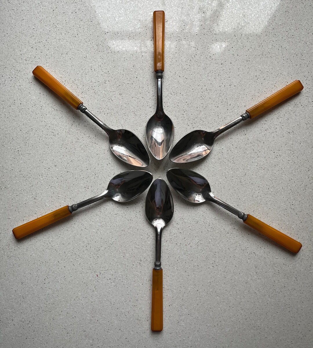 Vintage Bakelite Table Spoons Set of 6 Golden Color - Etsy