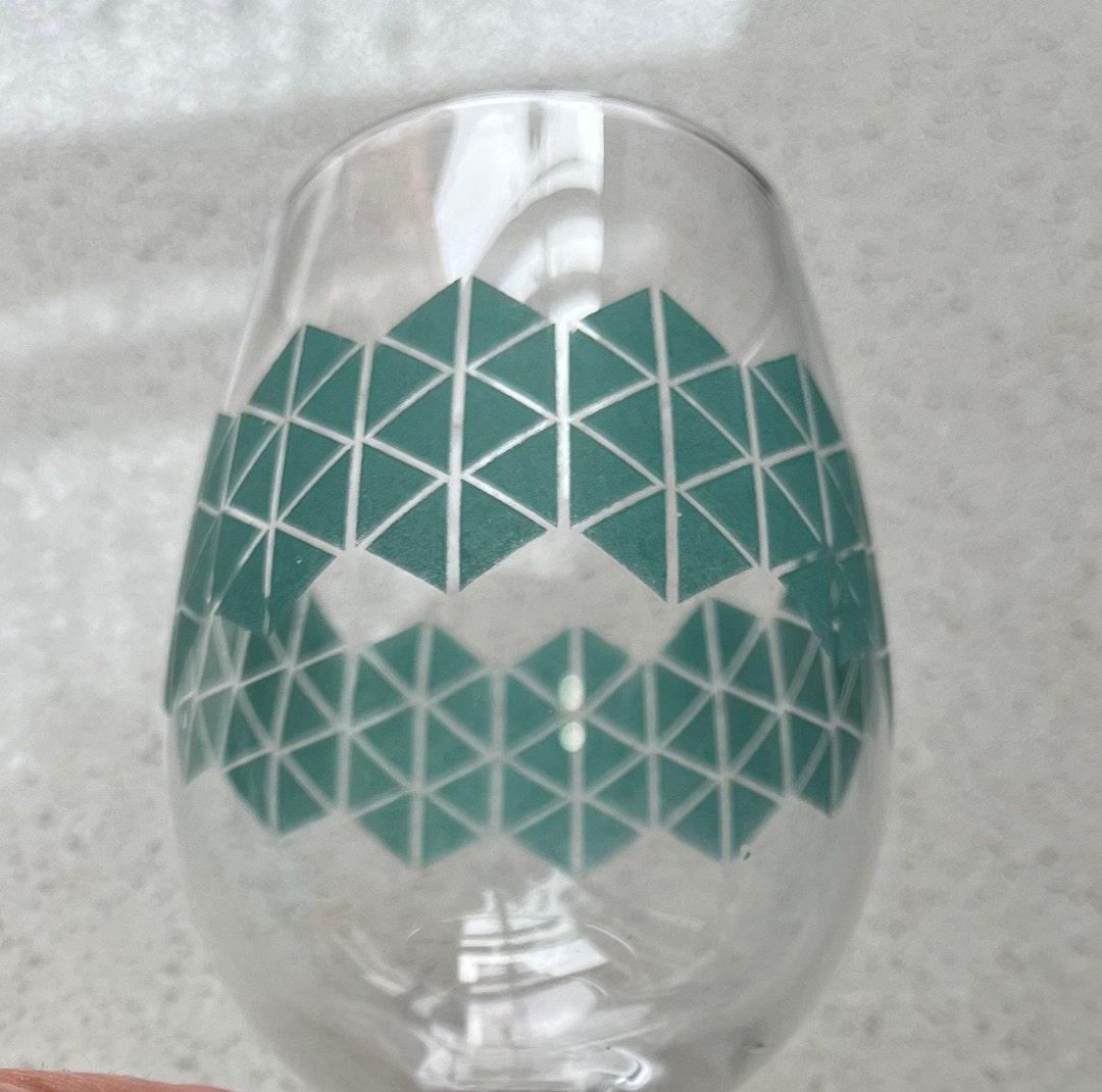 Vintage Libby Mid-century Modern Turquoise Print Wine Glass 1 - Etsy