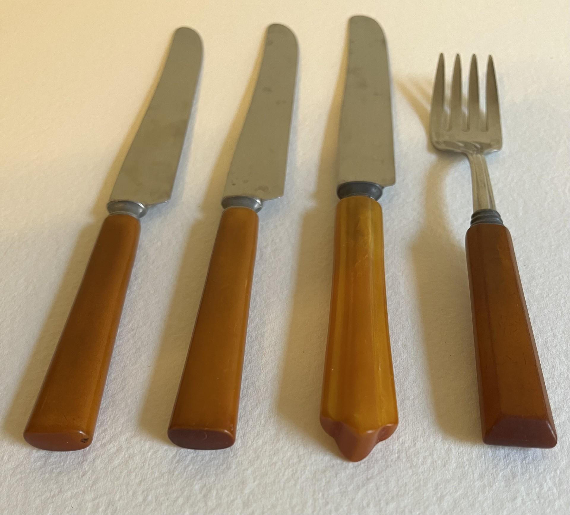 Bakelite Flatware - (7) Assorted Knives + One Desert Fork ...