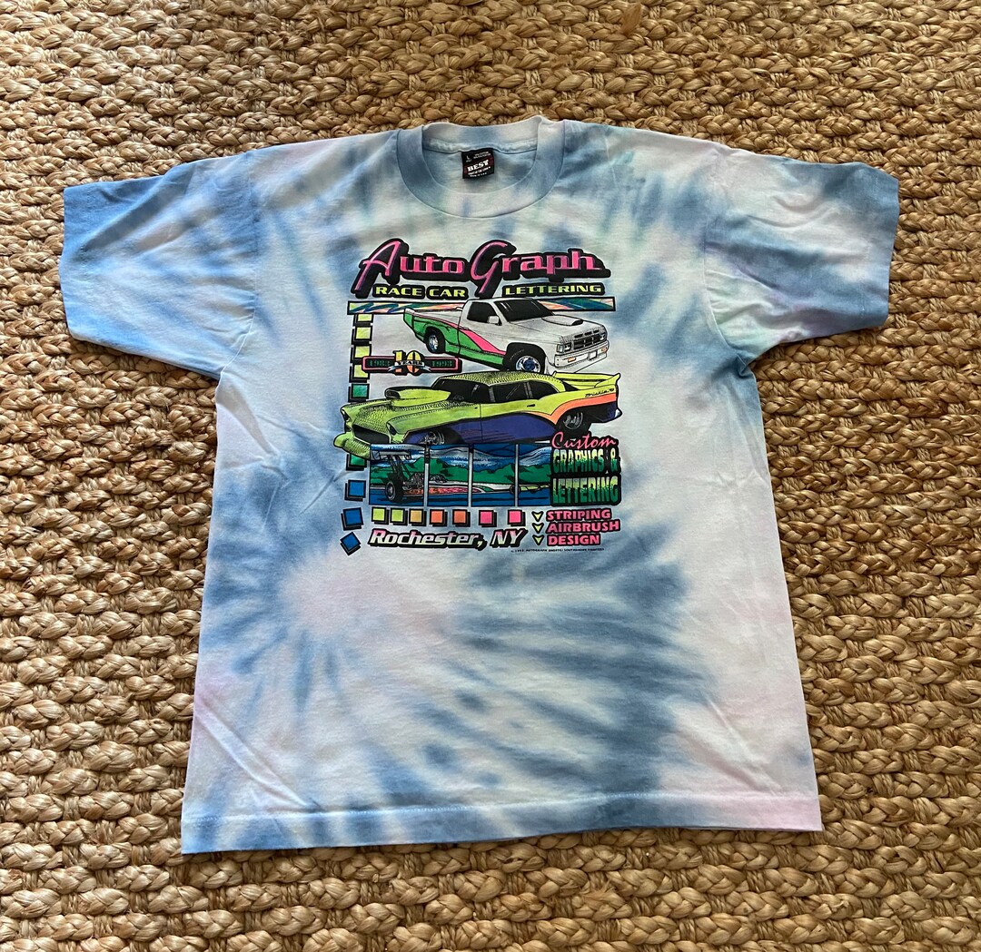 Vintage 1993 Race Car Lettering Rochester NY Tie Dye T-shirt - Etsy