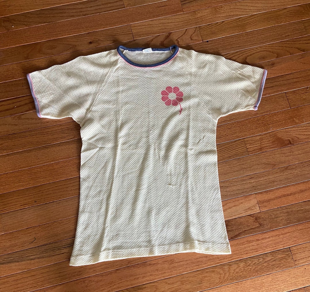 Vintage 1970s Champion Knit Flower T-shirt - Etsy