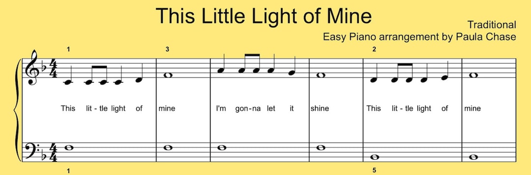 This Little Light of Mine - Easy Piano Arrangement Level B - Etsy