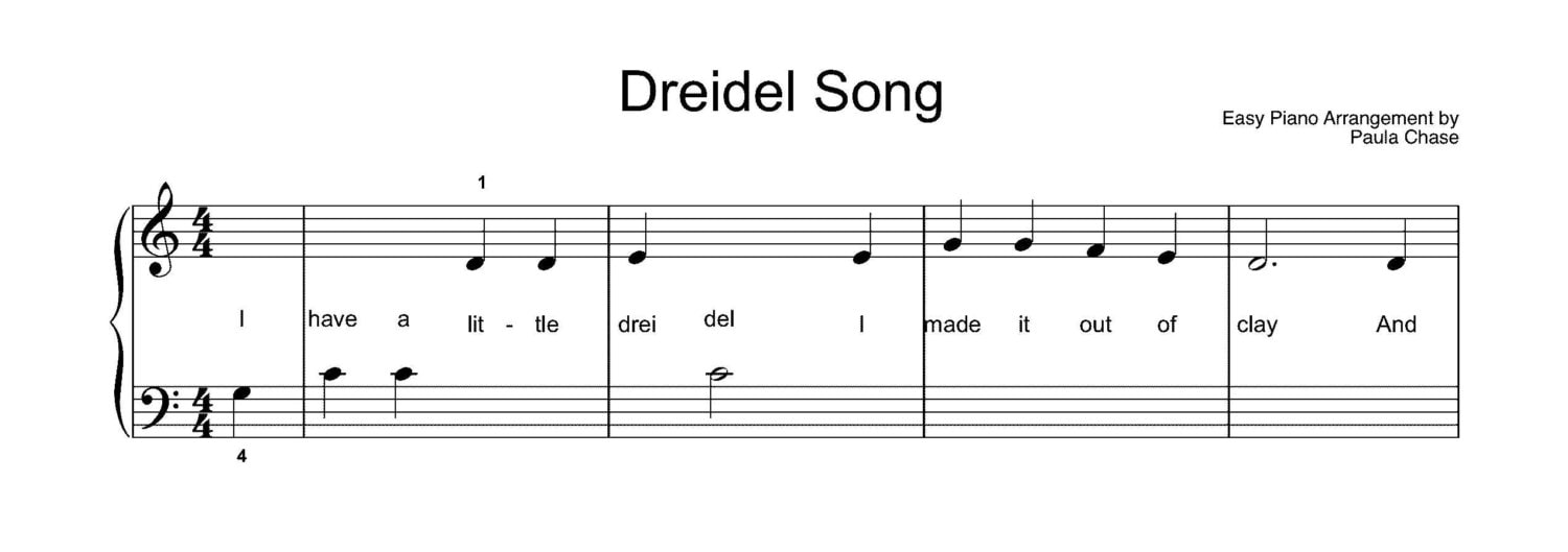 Dreidel Song Easy Piano Arrangement Level A Very (Instant Download) - Etsy