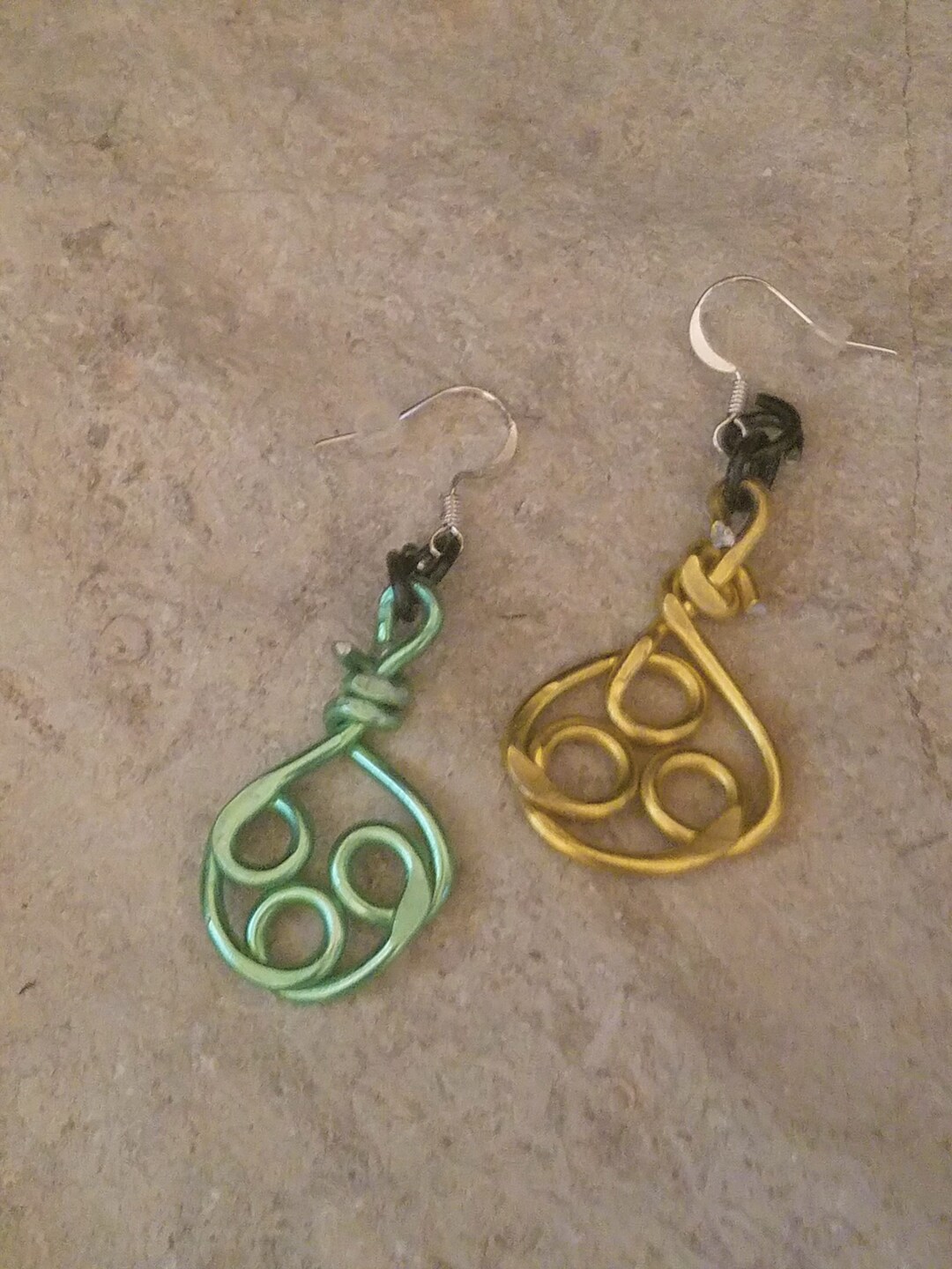 Green and Gold Miss Matched Wire Doodle Earrings - Etsy
