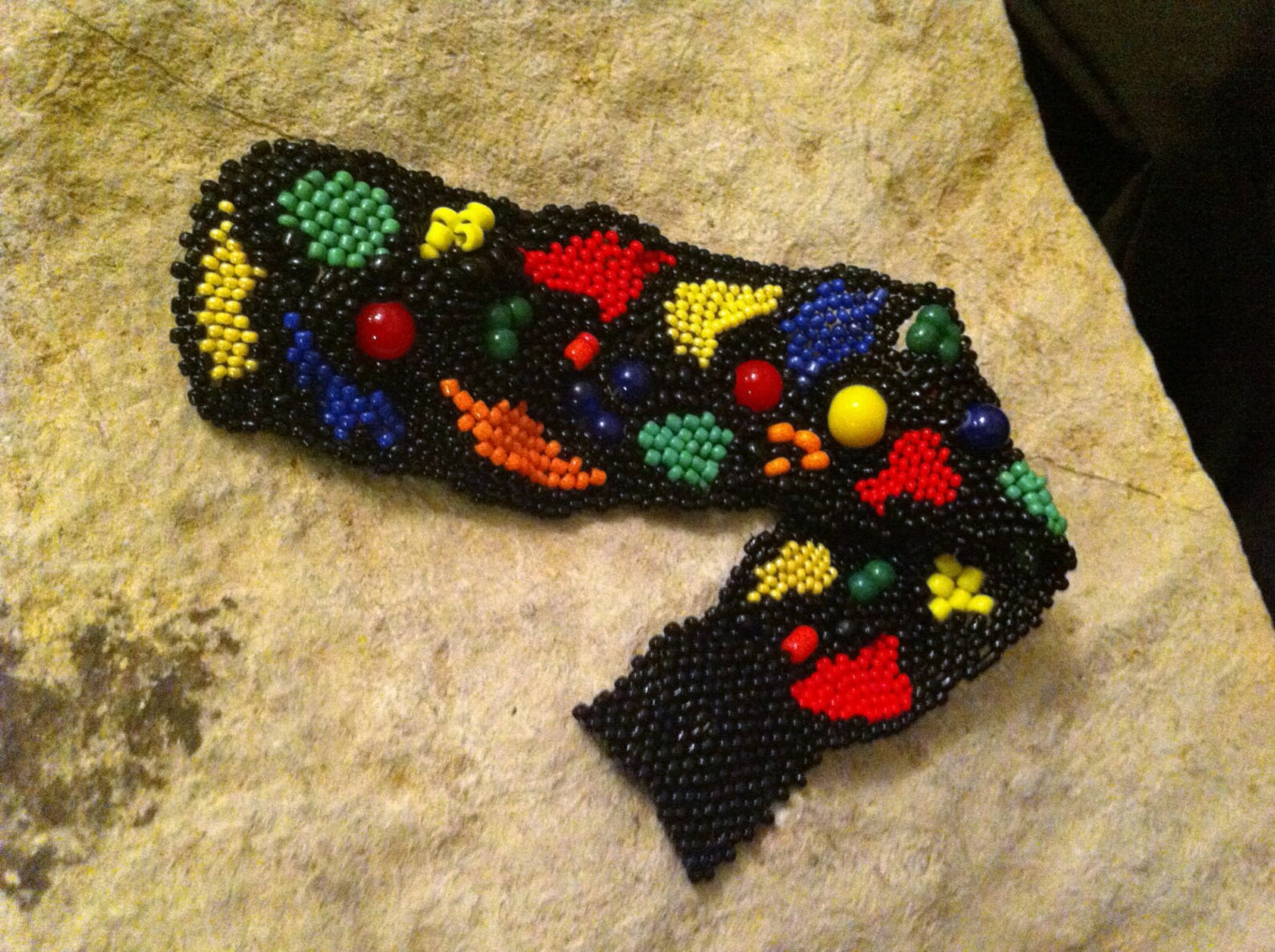 Primary Colors in Black Free Form Peyote Cuff - Etsy