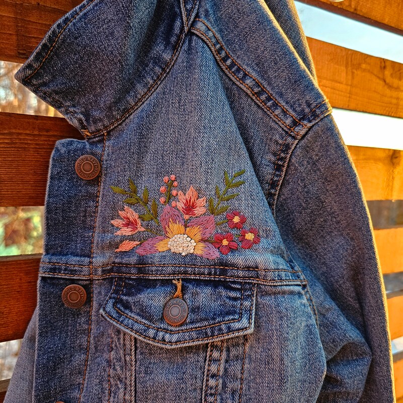 Hand Embroidered Jean Jacket - Etsy
