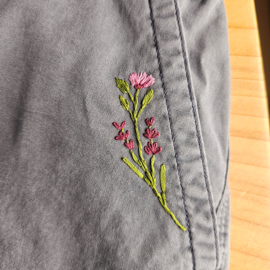 Hand Embroidered Chino Shorts - Etsy
