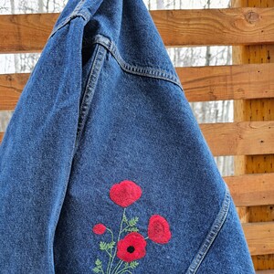 Hand Embroidered Poppy Jean Jacket, Large - Etsy