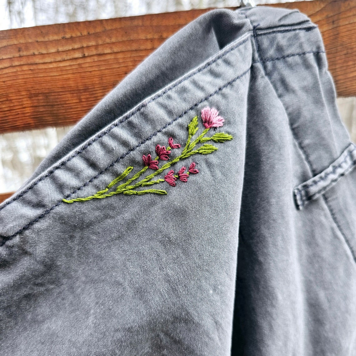 Hand Embroidered Chino Shorts - Etsy