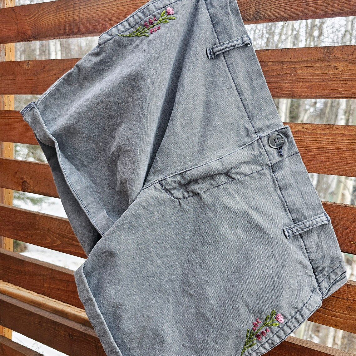 Hand Embroidered Chino Shorts - Etsy