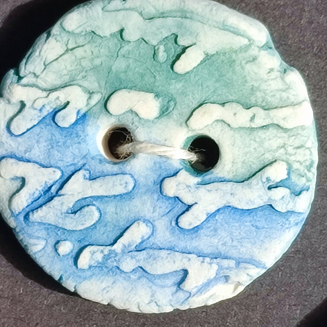 Set of 4 Individually Hand Made Blue/green Buttons. Each One is ...