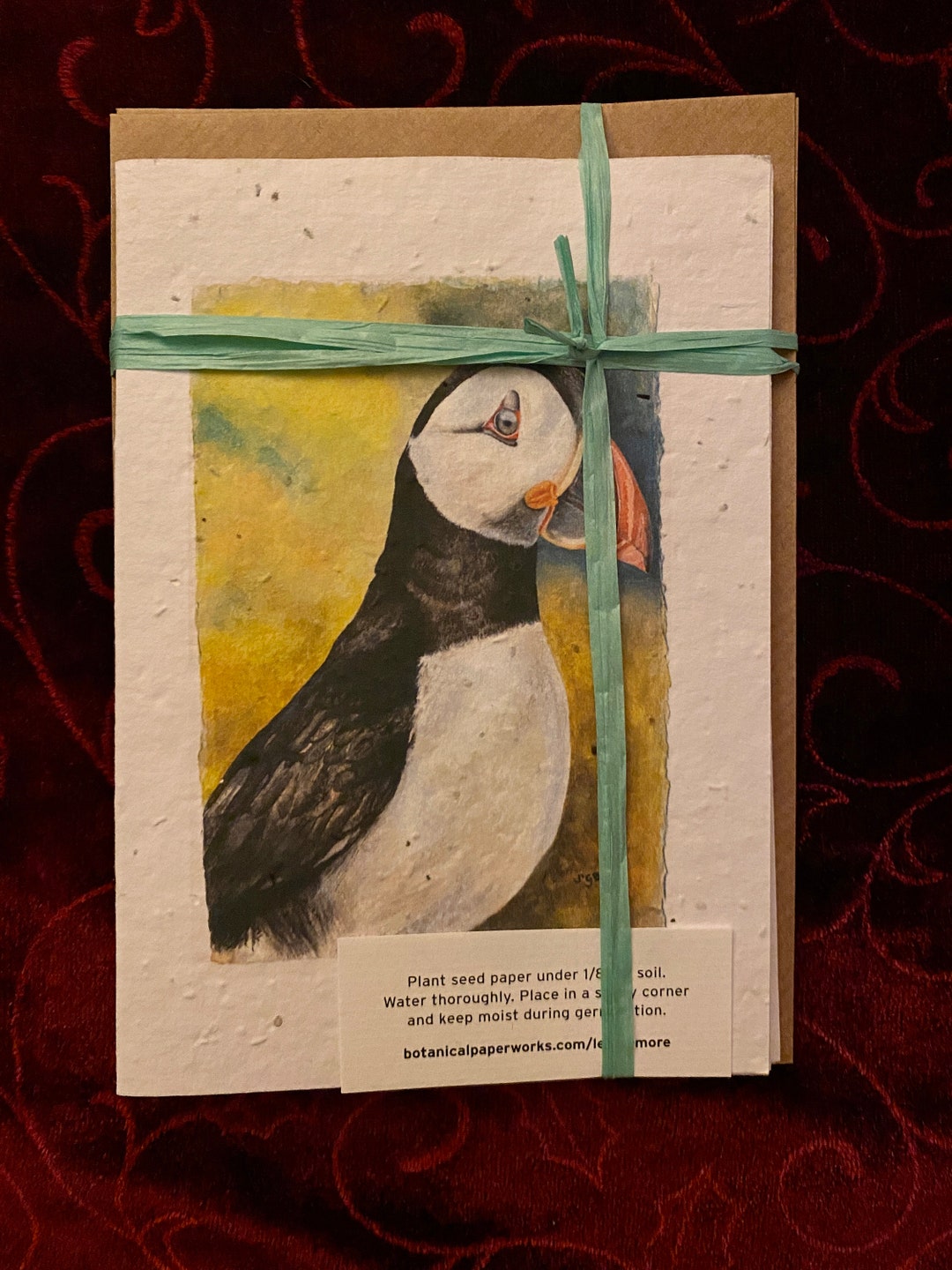 WILDFLOWER SEEDED PAPER Puffin Notelets - Set of Five Matching Notelets ...