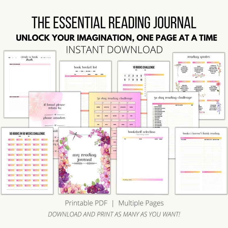 Reading Journal Printable, Reading Journal, Book Tracker, Reading ...