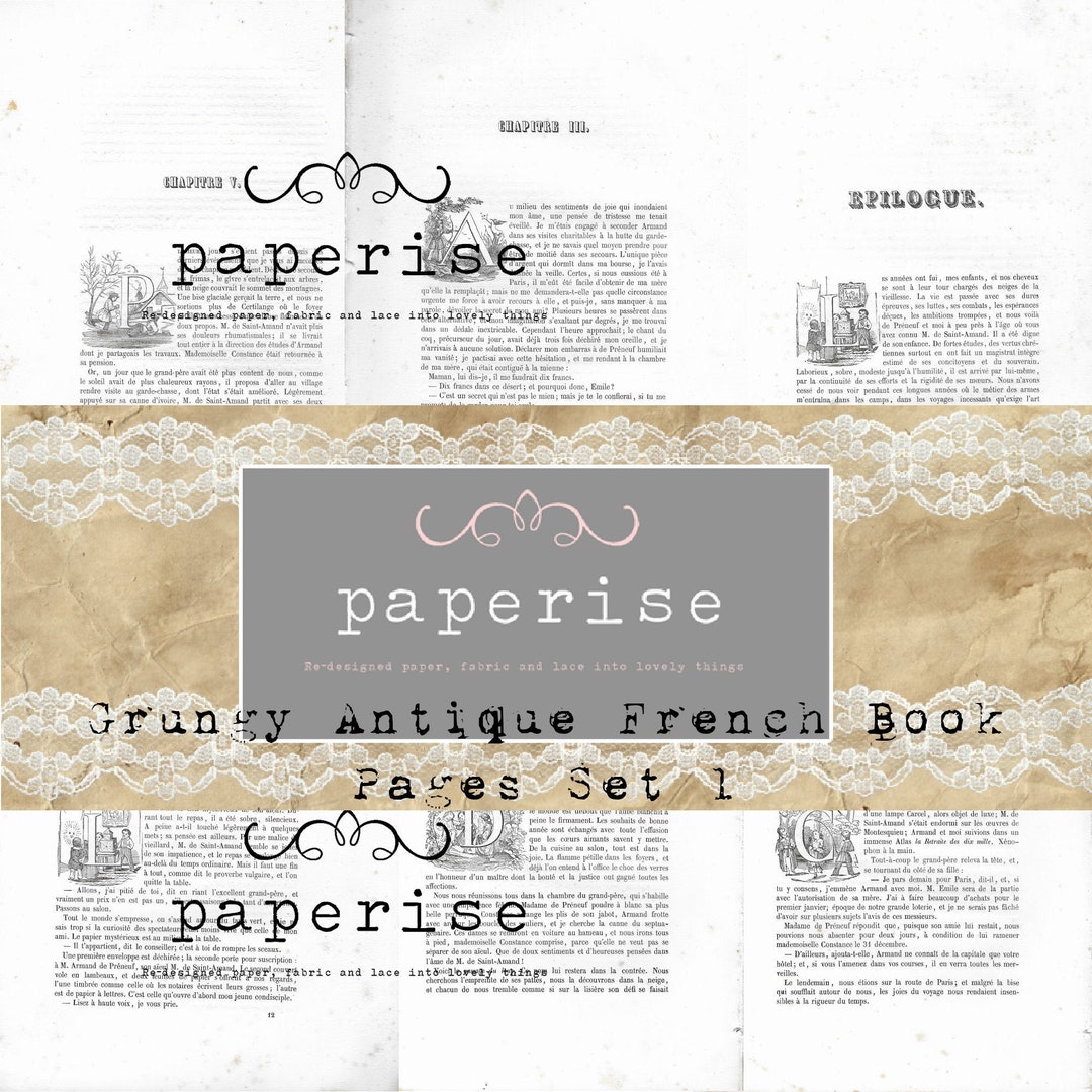 Grungy Antique French Book Pages Digital Download Printables for Junk ...