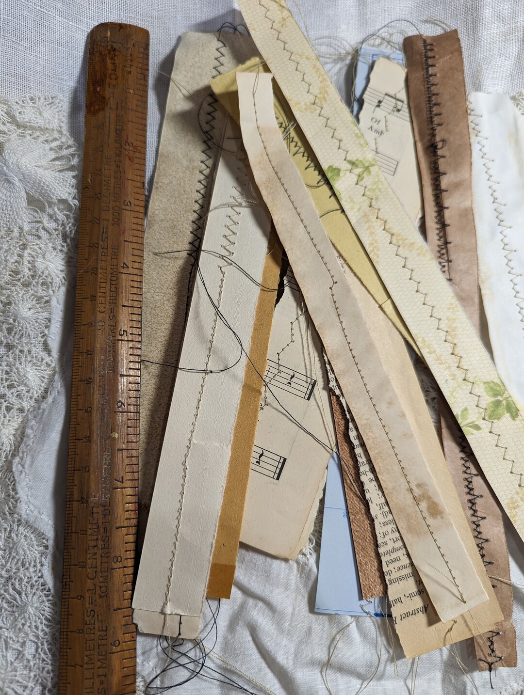 Scrappy Stitched Paper Strips Ideal for Junk Journals, Scrapbooks ...