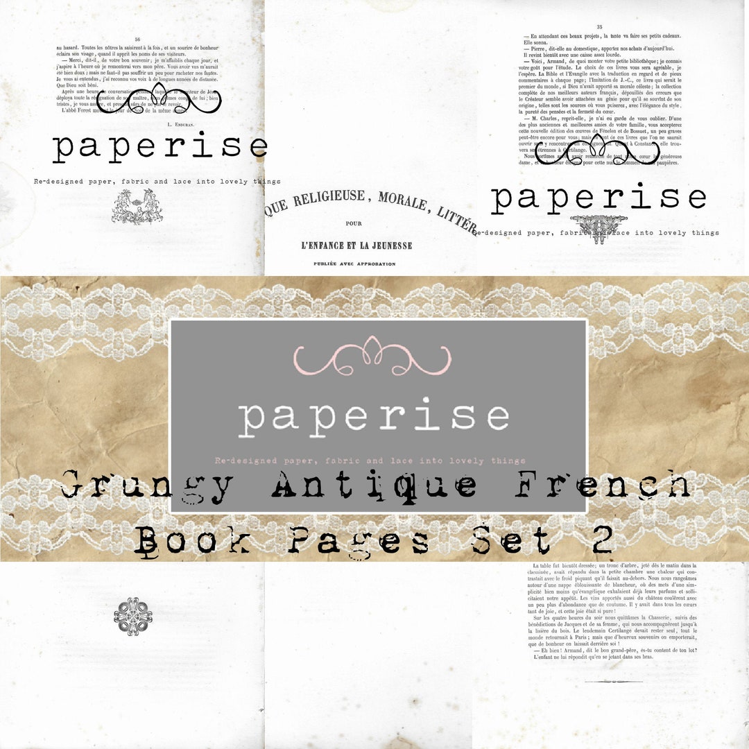 Grungy Antique French Book Pages Digital Download Original Vintage ...