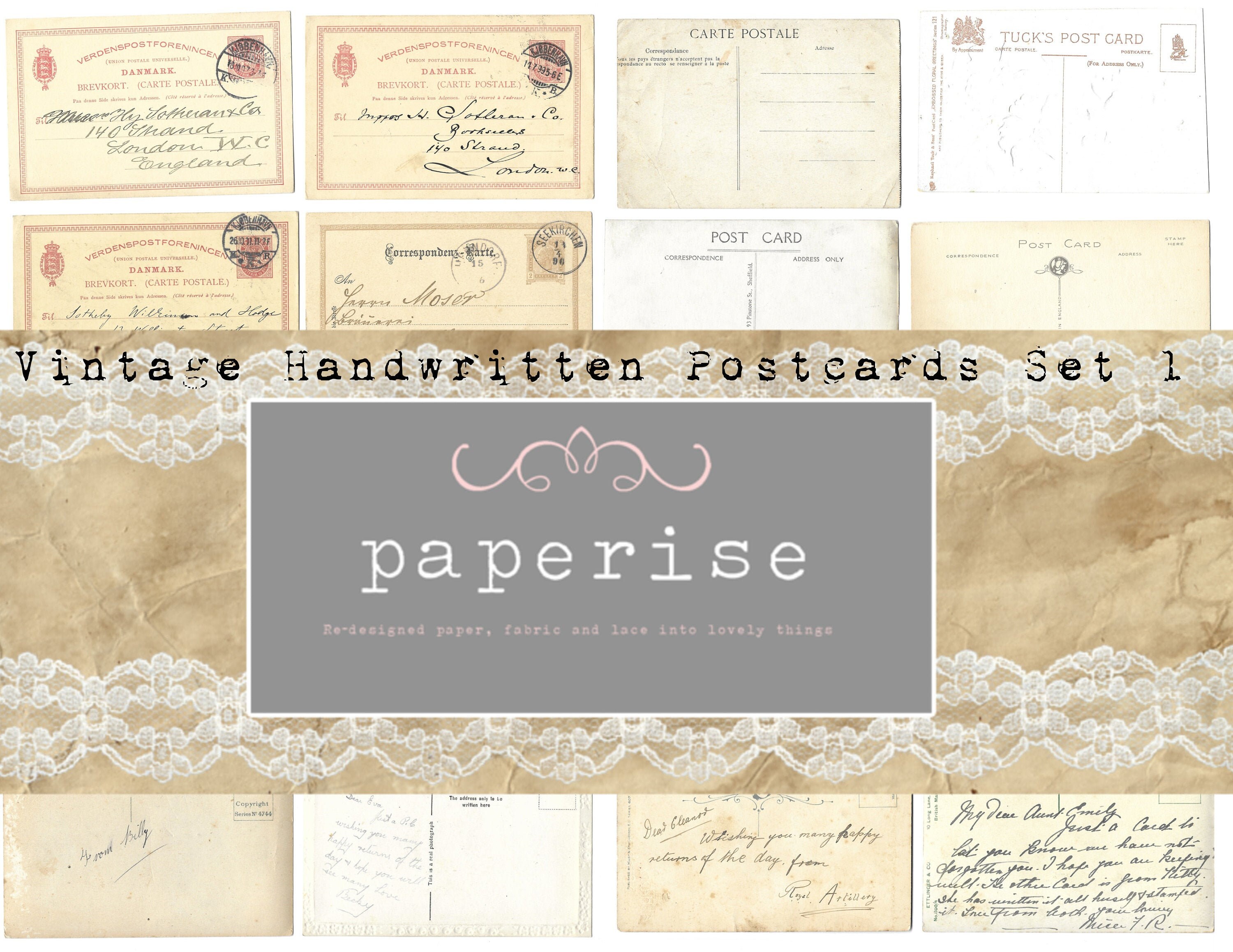 Vintage Handwritten Postcards Digital Download 19 Postcards Extras ...