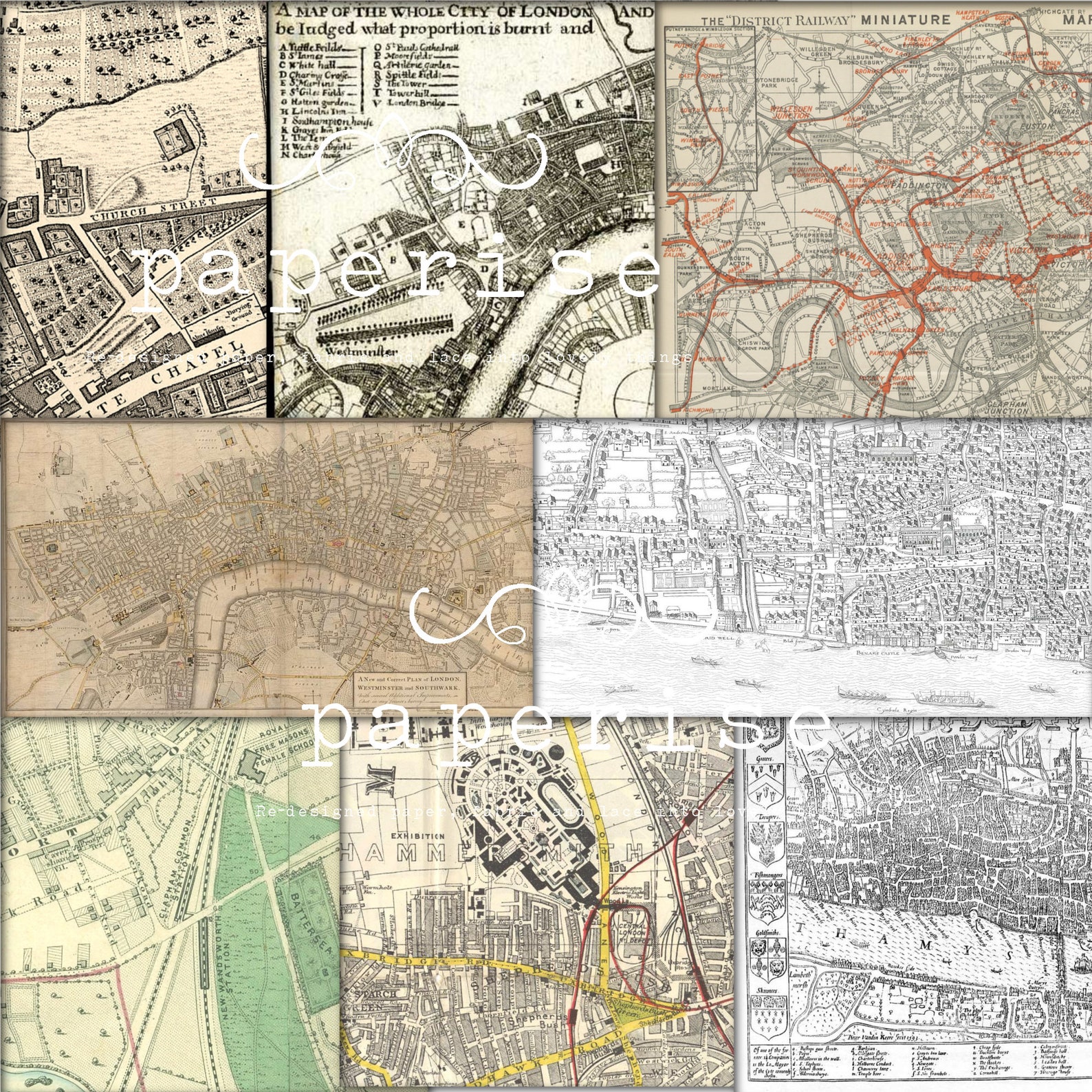 Old London Maps Set 1 - Digital Download Printables ,vintage Ephemera ...