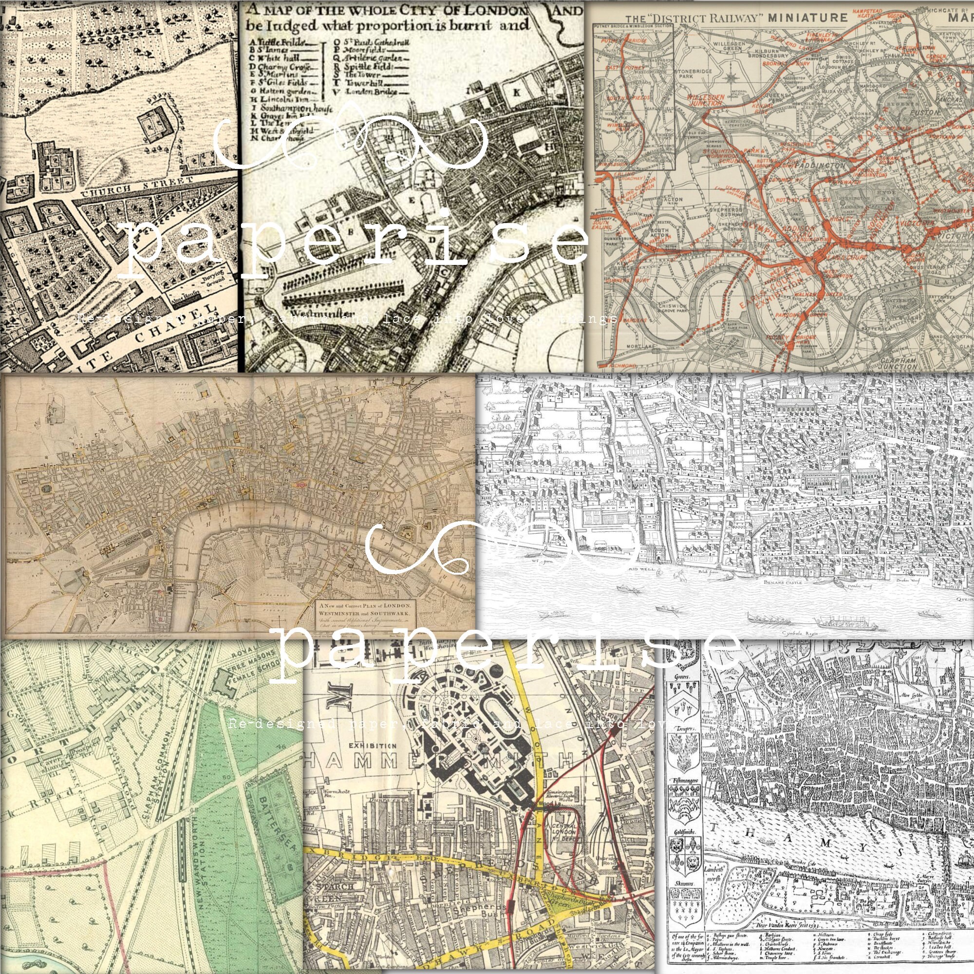 Old London Maps Set 1 - Digital Download Printables ,vintage Ephemera ...
