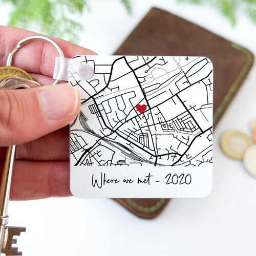 Map Keyring Personalised With Map. Anniversary Gift for - Etsy