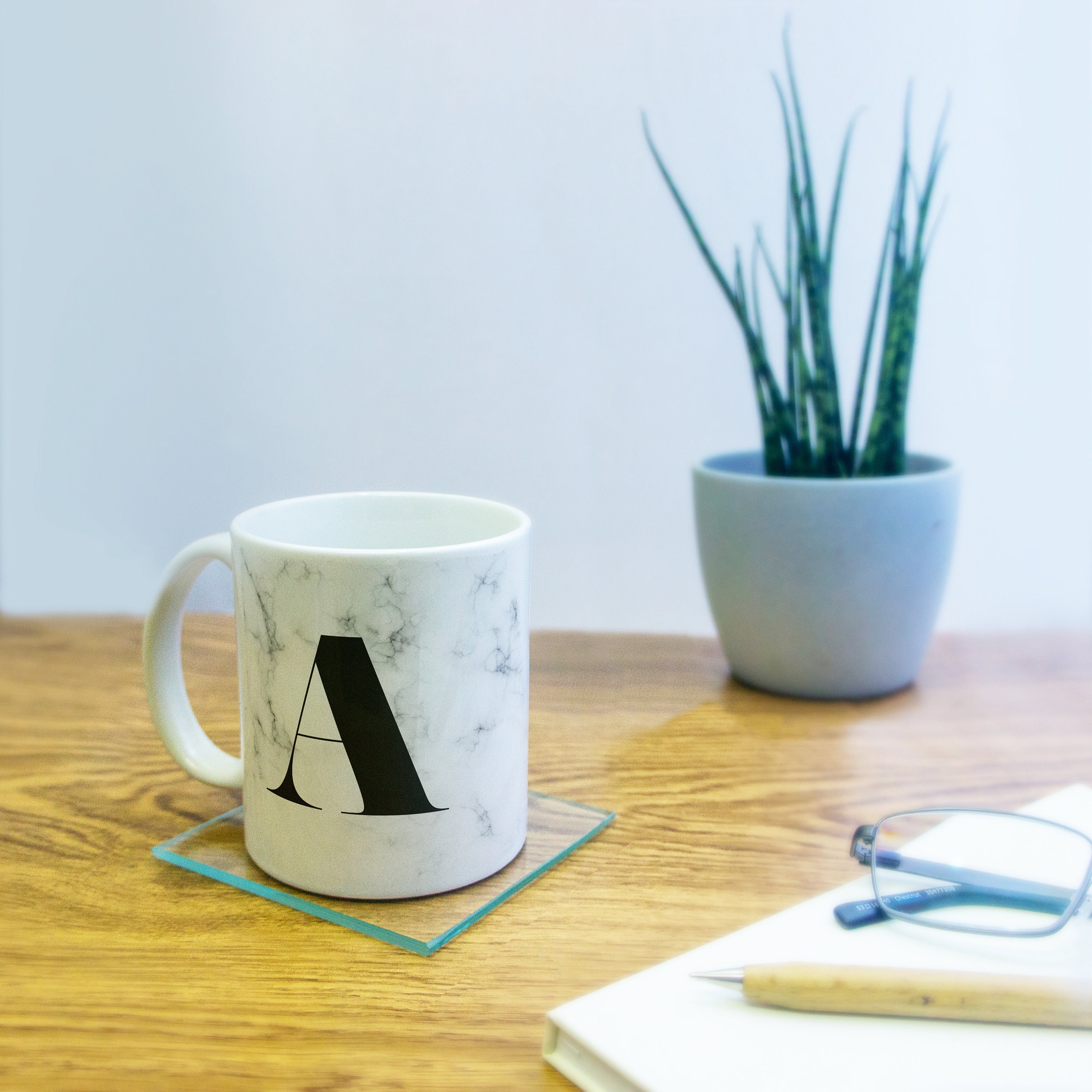 Personalised initial marble mug with any custom name. Ceramic | Etsy