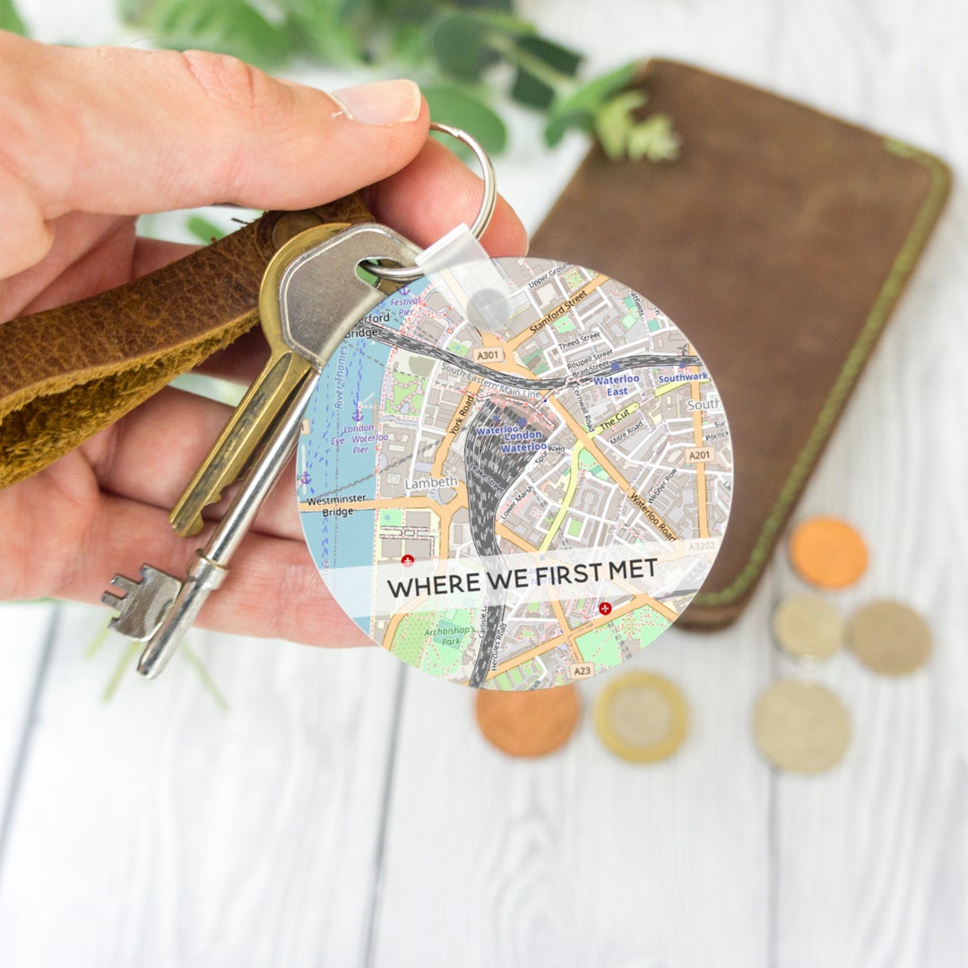 Map Keyring Personalised With Map. Anniversary Gift for Boyfriend or ...