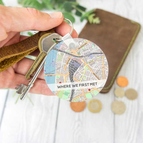 Map Keyring Personalised With Map. Anniversary Gift for - Etsy