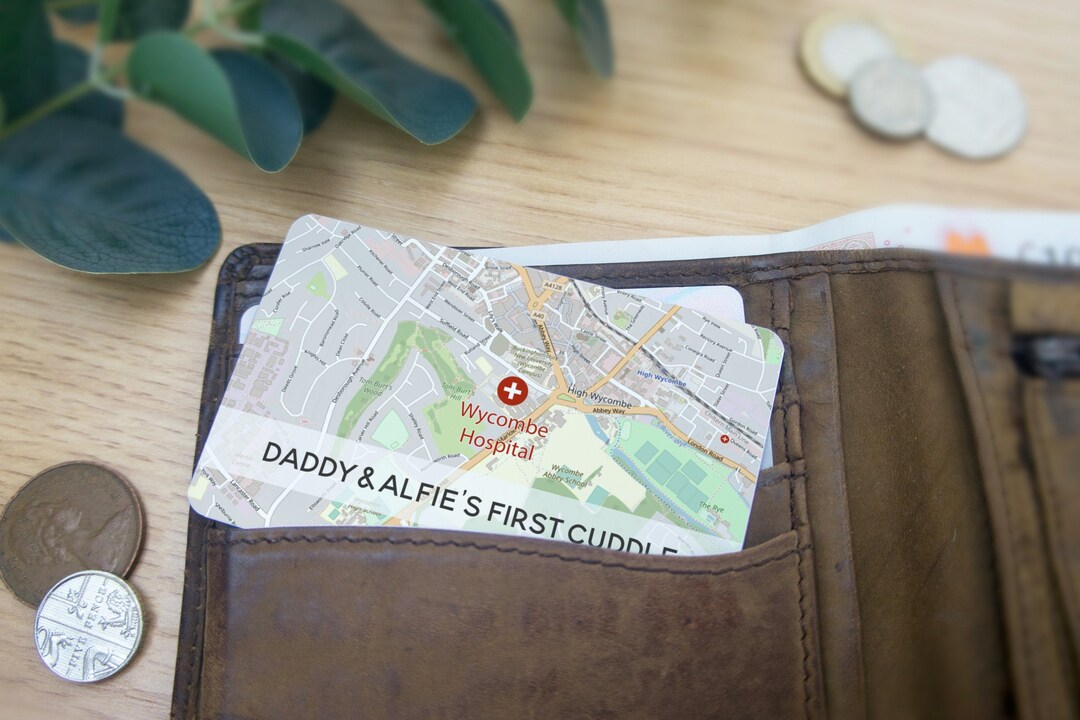 Fathers Day Map Wallet Card With Caption. Daddy's First Fathers Day ...