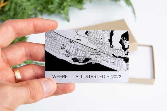 Personalised Where We First Met Map Location Wallet Card - Etsy UK