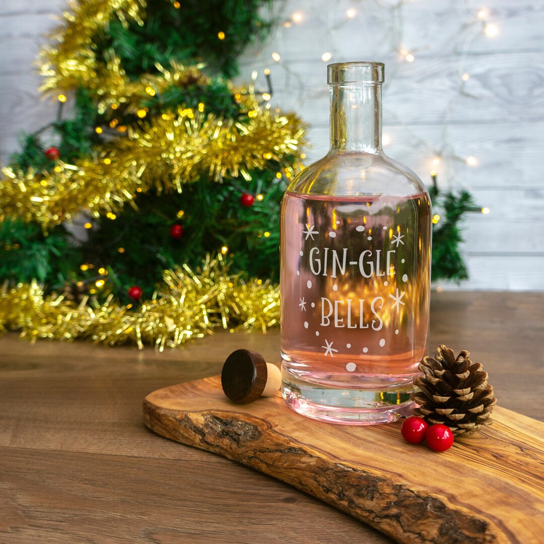 Christmas Gin-gle Bells Glass Decanter Bottle Engraved. Gift for Her ...
