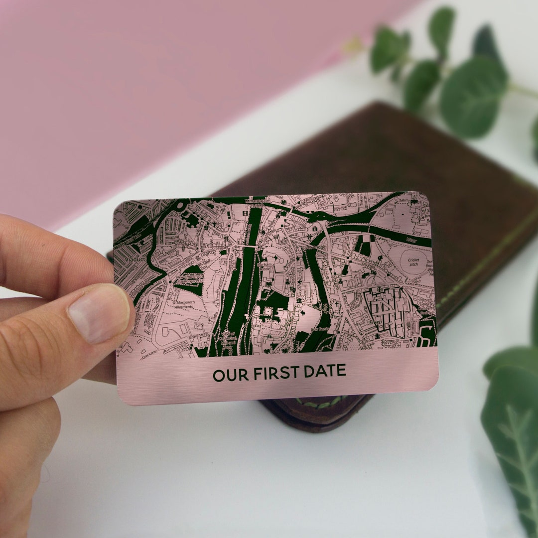 Rose Gold Map Keepsake Card With Caption. Valentines Gift for ...