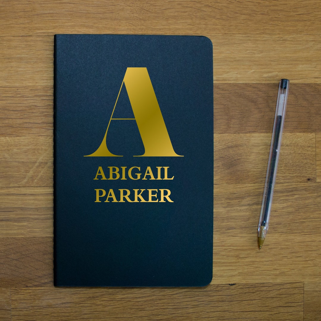 Personalised Name Notebook Custom Monogram Initial Letter A5 Moleskine ...