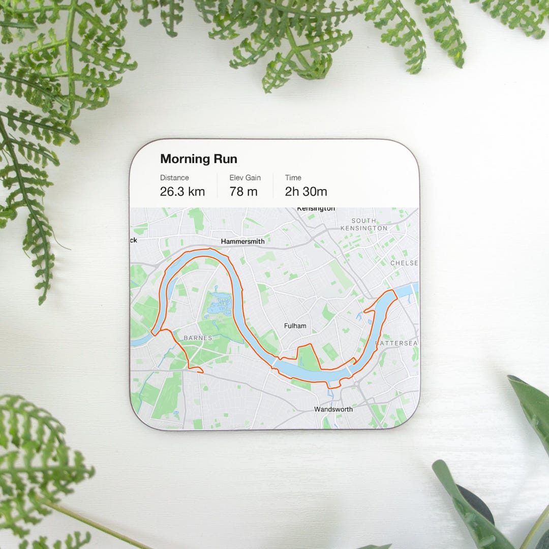 Strava Map Coaster, Gift for Runners. Parkrun Route Gifts for Him, Her ...
