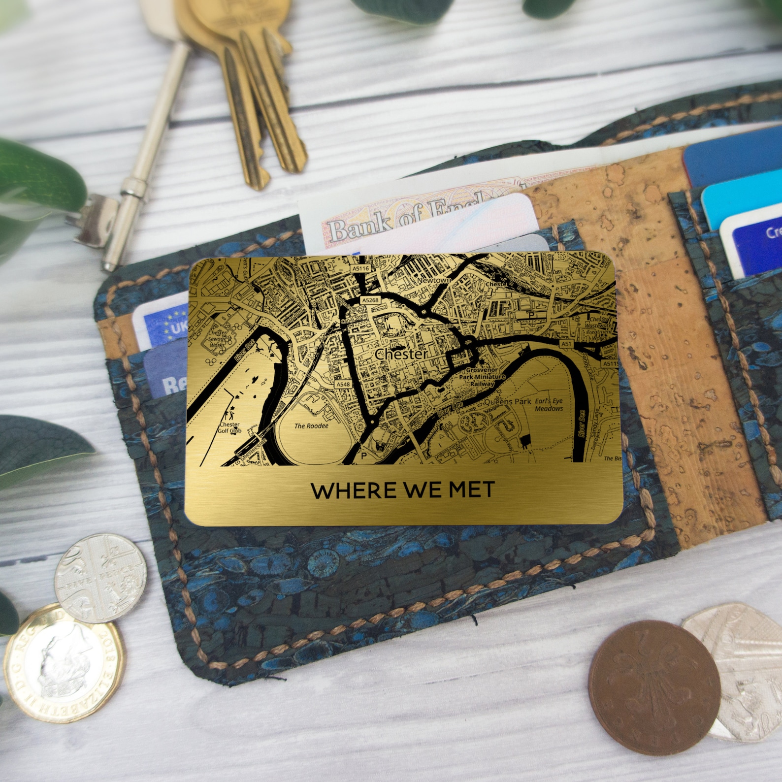 Metal Wallet Card With Map & Caption. Christmas Gift for - Etsy UK