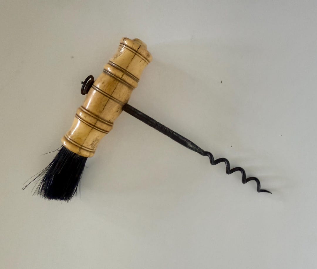 Antique Victorian Bone Handled Corkscrew With Brush - Etsy