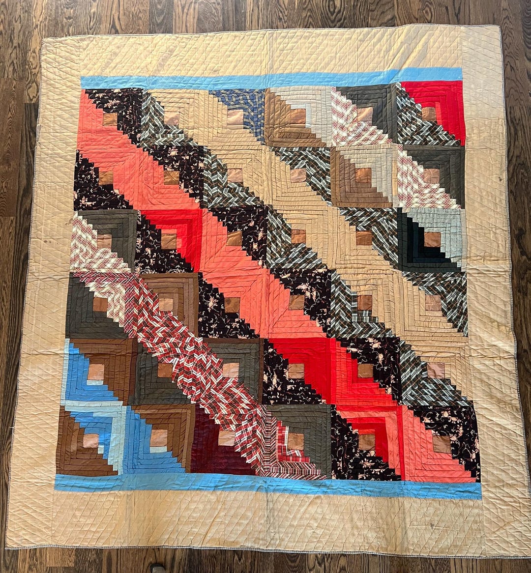 SALE - Antique Log Cabin Straight Furrows Quilt - Etsy