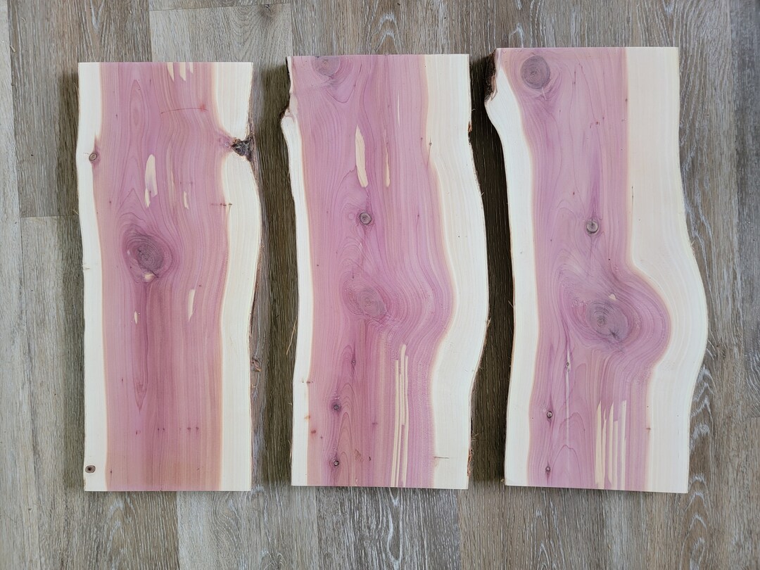 Set of 3 Red Cedar Slabs, Planed and Sanded Live Edge Boards, Shelves ...